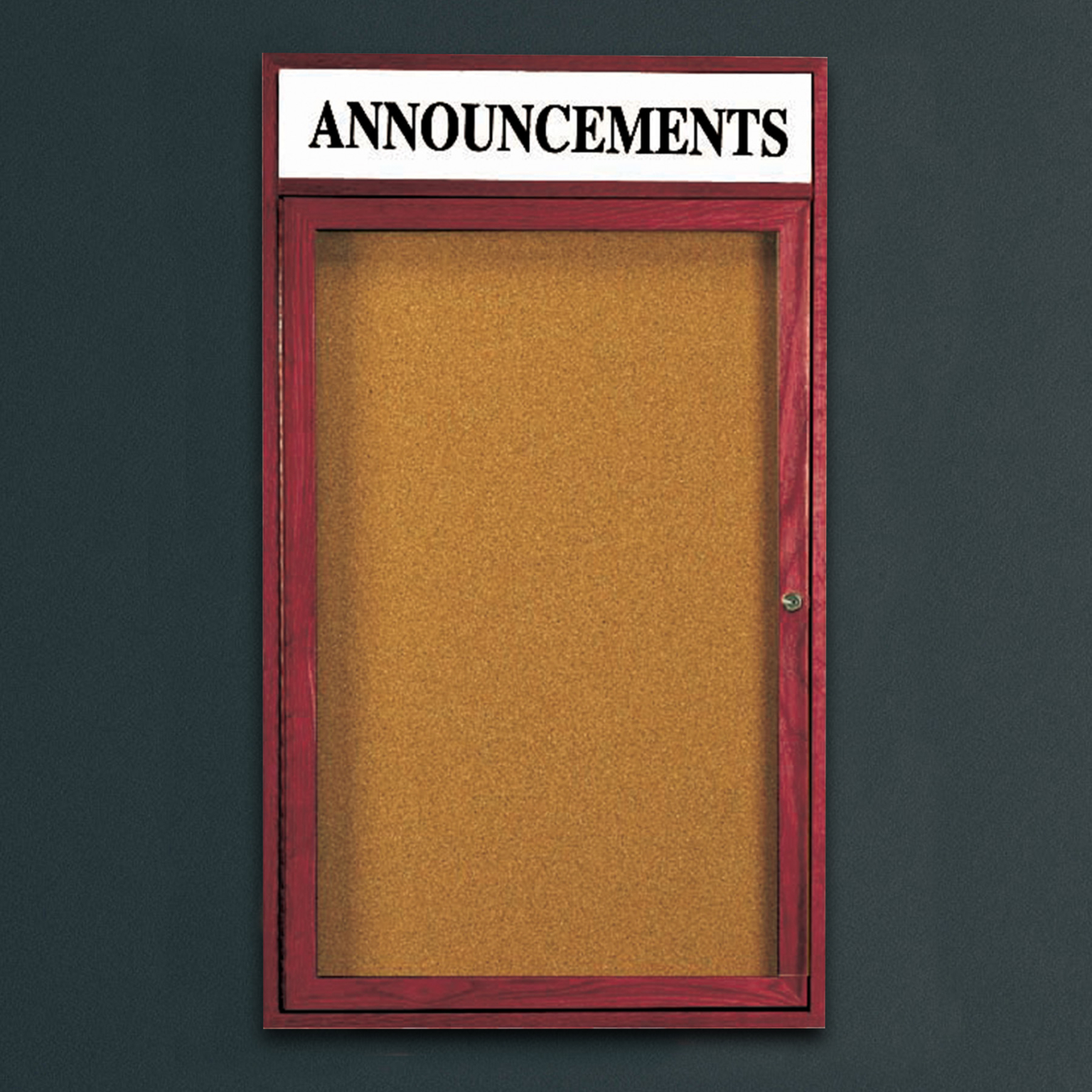 Wood Framed Enclosed Bulletin Board With Header - Aarco Products, Inc ...